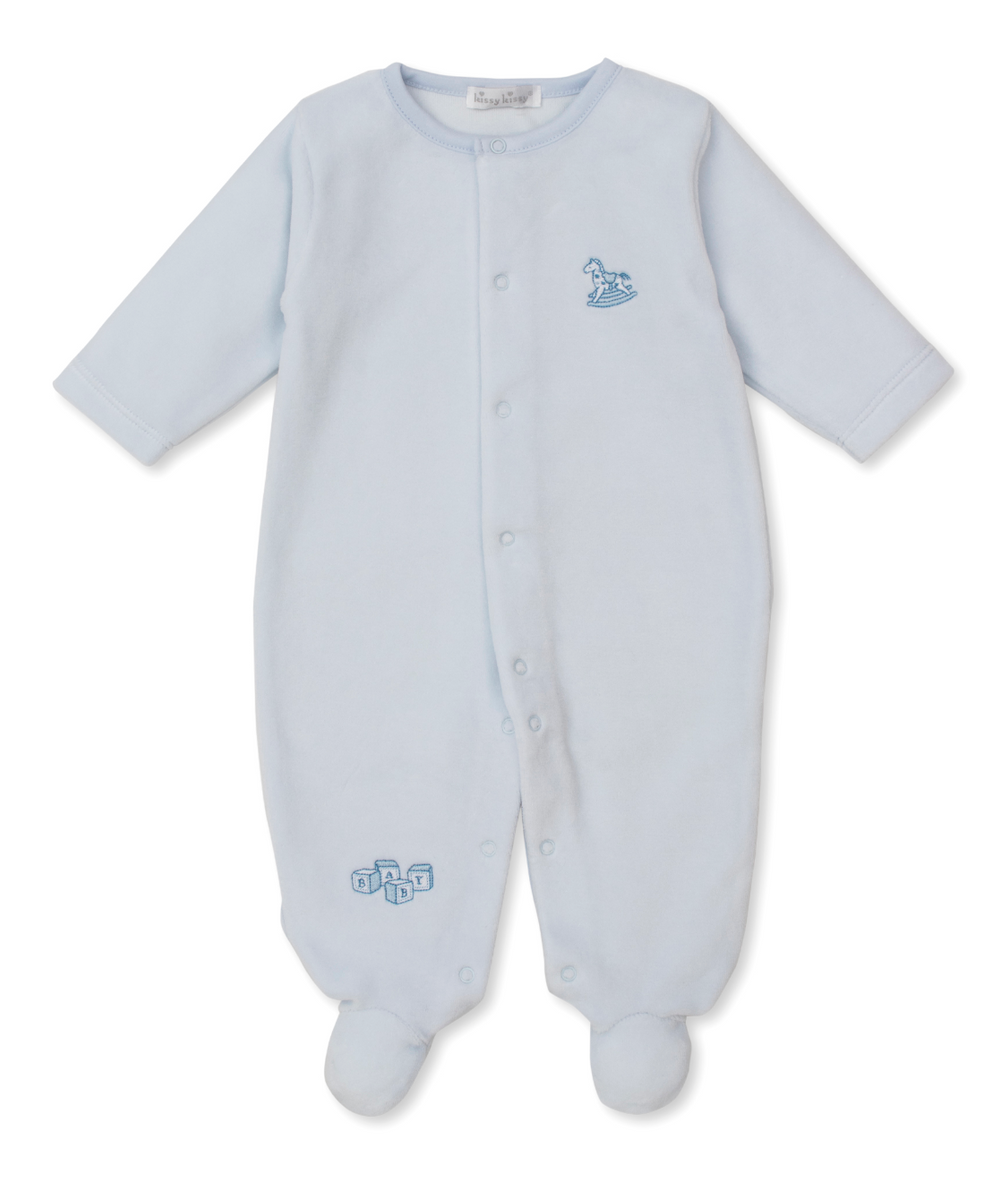 Kissy Kissy Velour Footie in Blue Vintage Toy Treasures – Crush Boutique